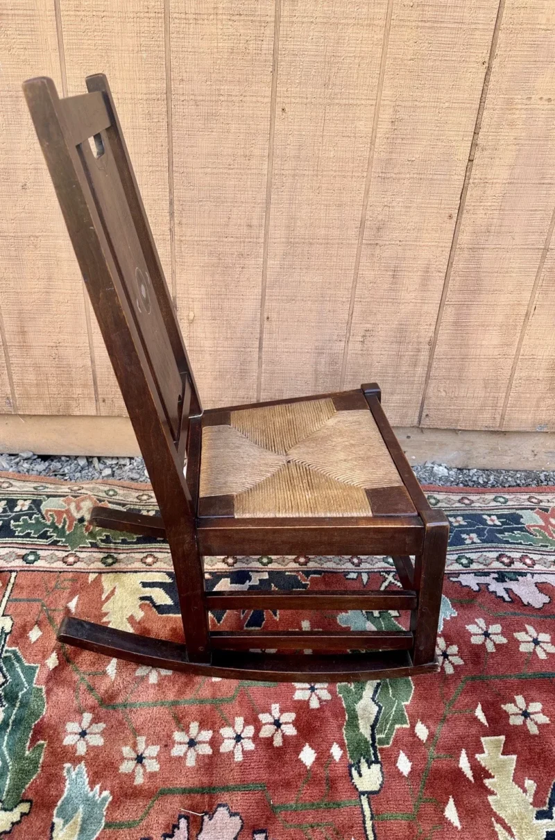 ANTIQUE Early Gustav Stickley Curly Maple Rocking Chair W/ Inlay H ...